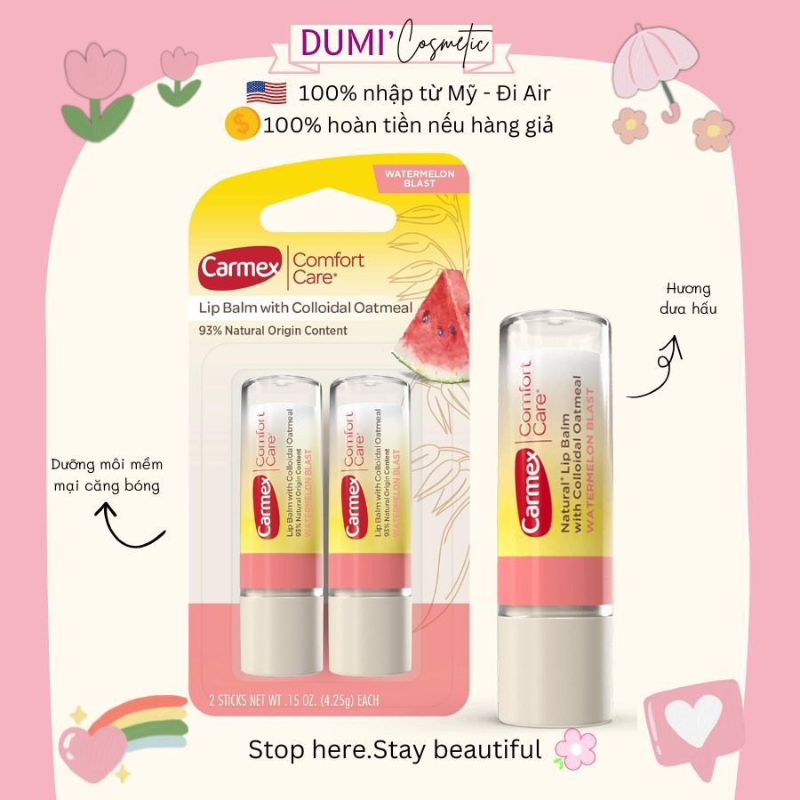[Bill Us] Son dưỡng môi mềm mịn, căng bóng hương dưa hấu Carmex Comfort ...