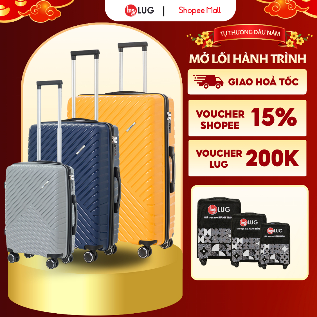 Combo 3 Vali Kéo LUG Holdall MP807 Size 20/Size 24/Size 28: Nhựa PP ...