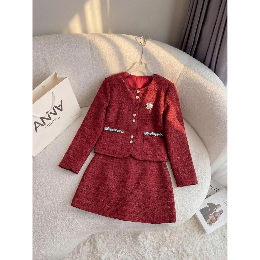 Set Dạ Váy Nữ Tweed Phối Nút Ngọc - Sang Trọng , Thanh Lịch Bigsize 55 ...