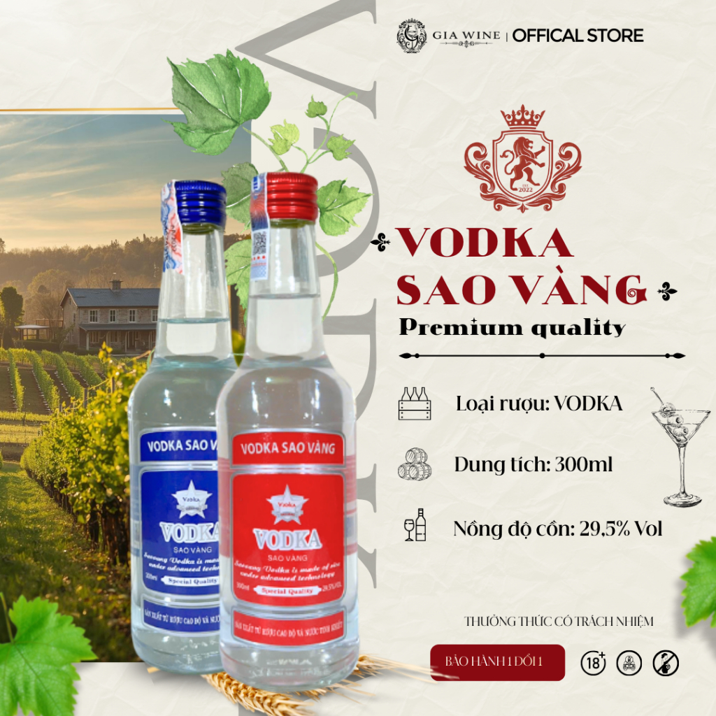 [Chính hãng] - Rượu Vodka Sao Vàng - Vodka sao vàng nhỏ - 300ml (29,5% ...