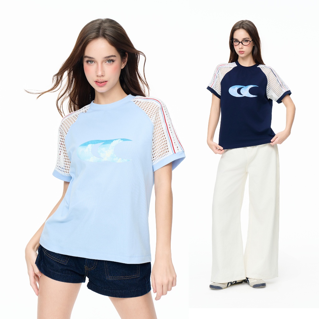 CARA Áo babytee nữ Shiny thun cá sấu tay phối lưới cá tính | Shopee ...