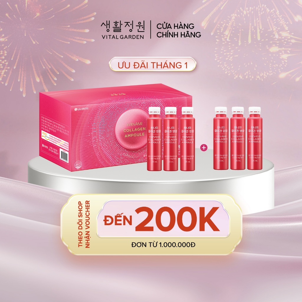 Combo Thực phẩm bổ sung Vital Garden Hanami Collagen Ampoule (25ml x 31 ...