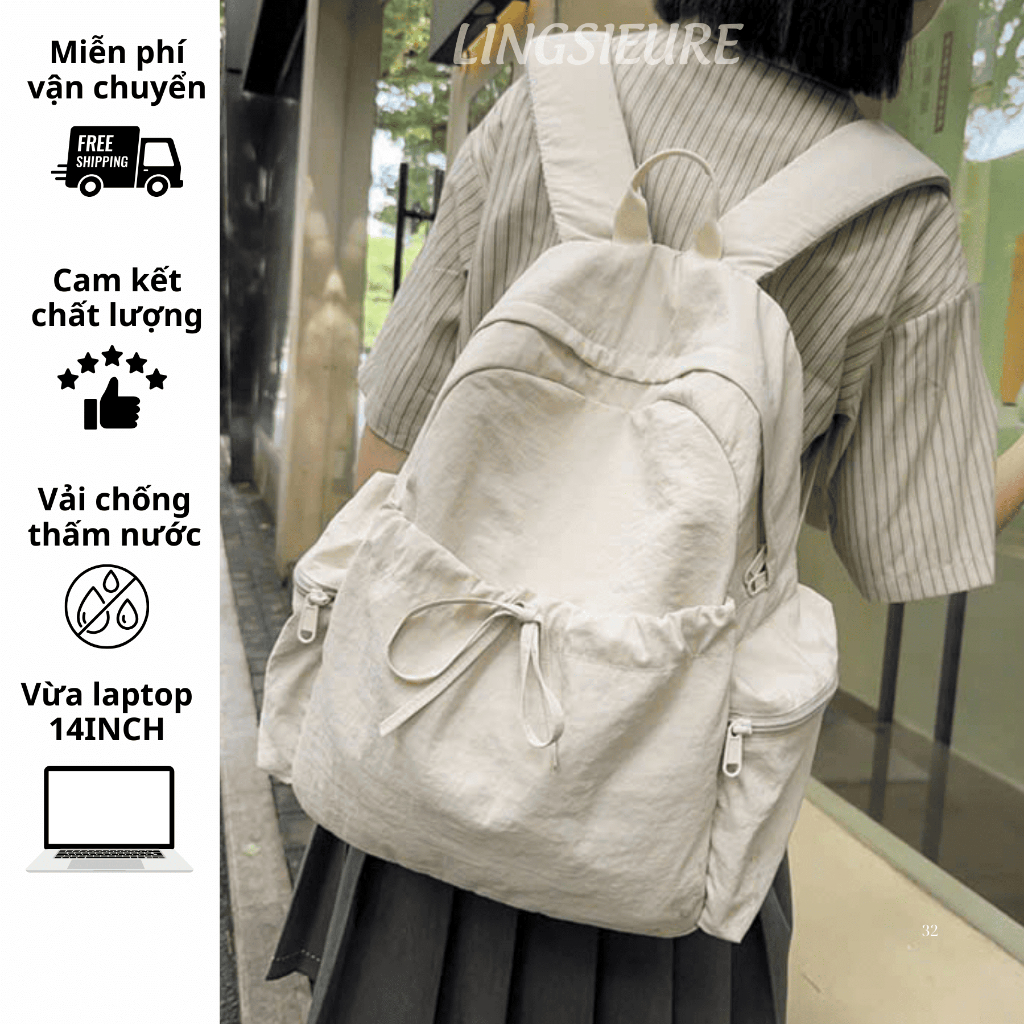 Balo Nữ Du Lịch Hè, Balo Đi Chơi Thời Trang phối Nơ, Vải Chống Thấm ...