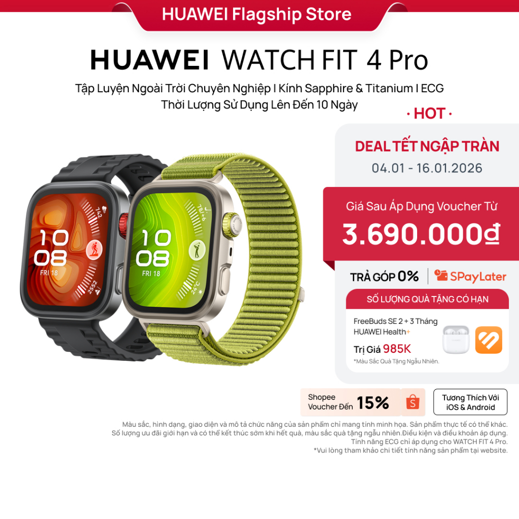 15.1 Voucher lên đến 15% Đồng Hồ Thông Minh HUAWEI WATCH FIT 4 Pro ...