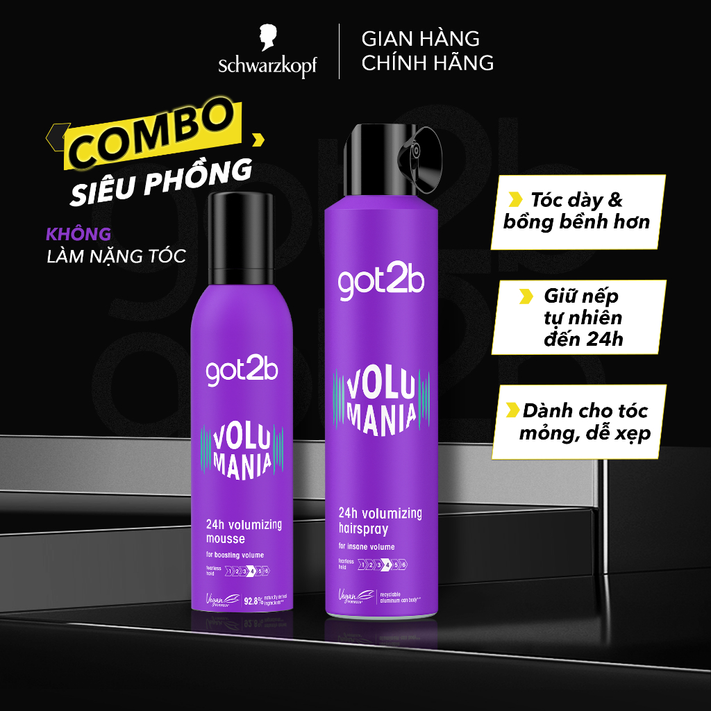 Hannah x Got2b, Xịt tạo phồng tóc Got2b Volumizing Hairspray và Bọt tạo ...