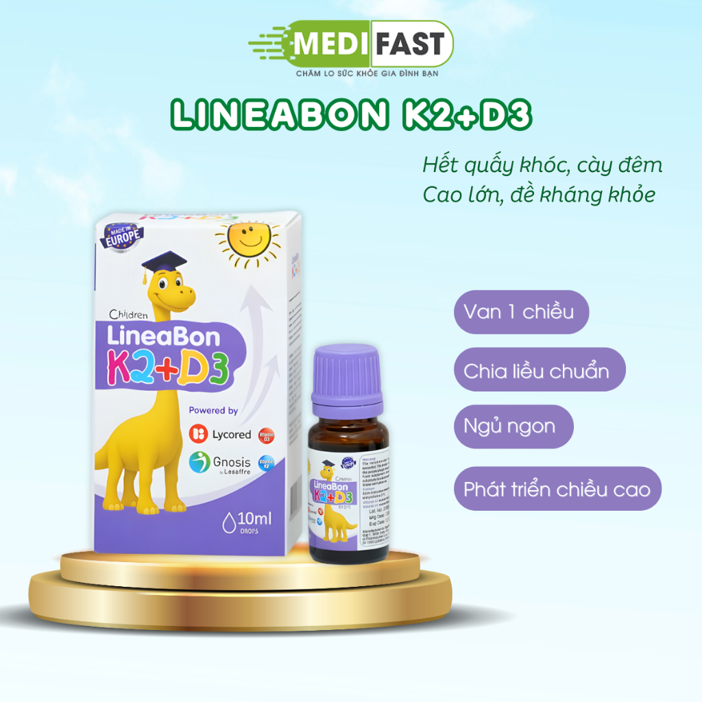 Lineabon d3 k2 giúp bé hấp thụ canxi hiệu quả, xương chắc khỏe, trẻ cao ...
