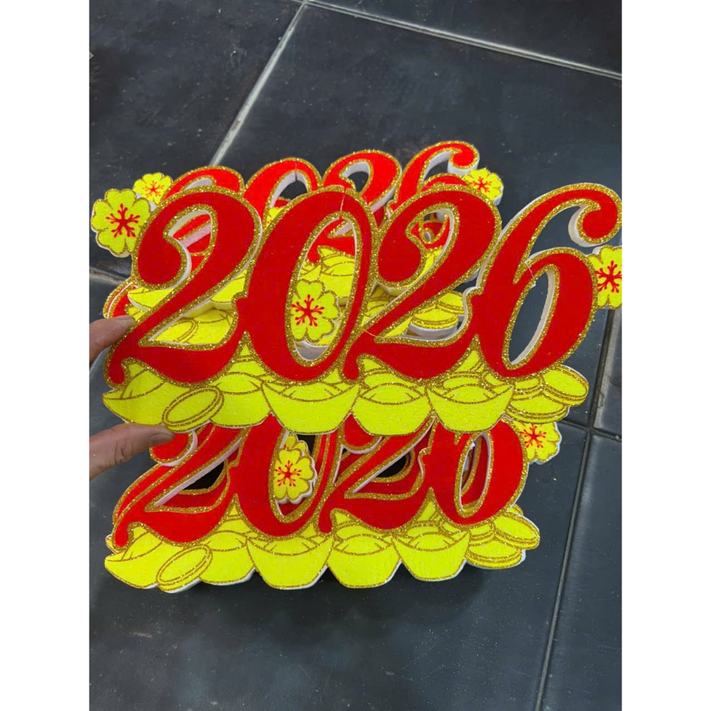 Số 2026 xốp kim tuyến dán cửa trang trí tết 30x15cm | Shopee Việt Nam