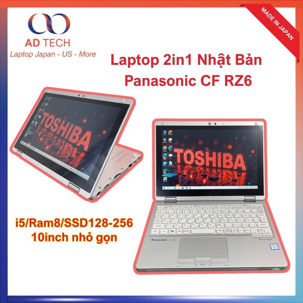 Laptop 2in1 Panasonic CF RZ6 cấu hình cao tương đương Surface pro5 I5 ...