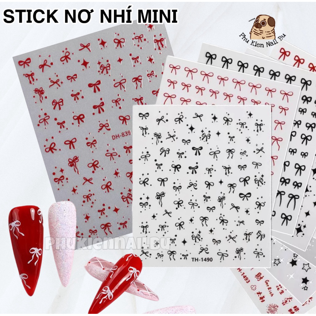 Stick nơ nhí mini xinh, stick nơ đỏ tết gắn móng | Shopee Việt Nam