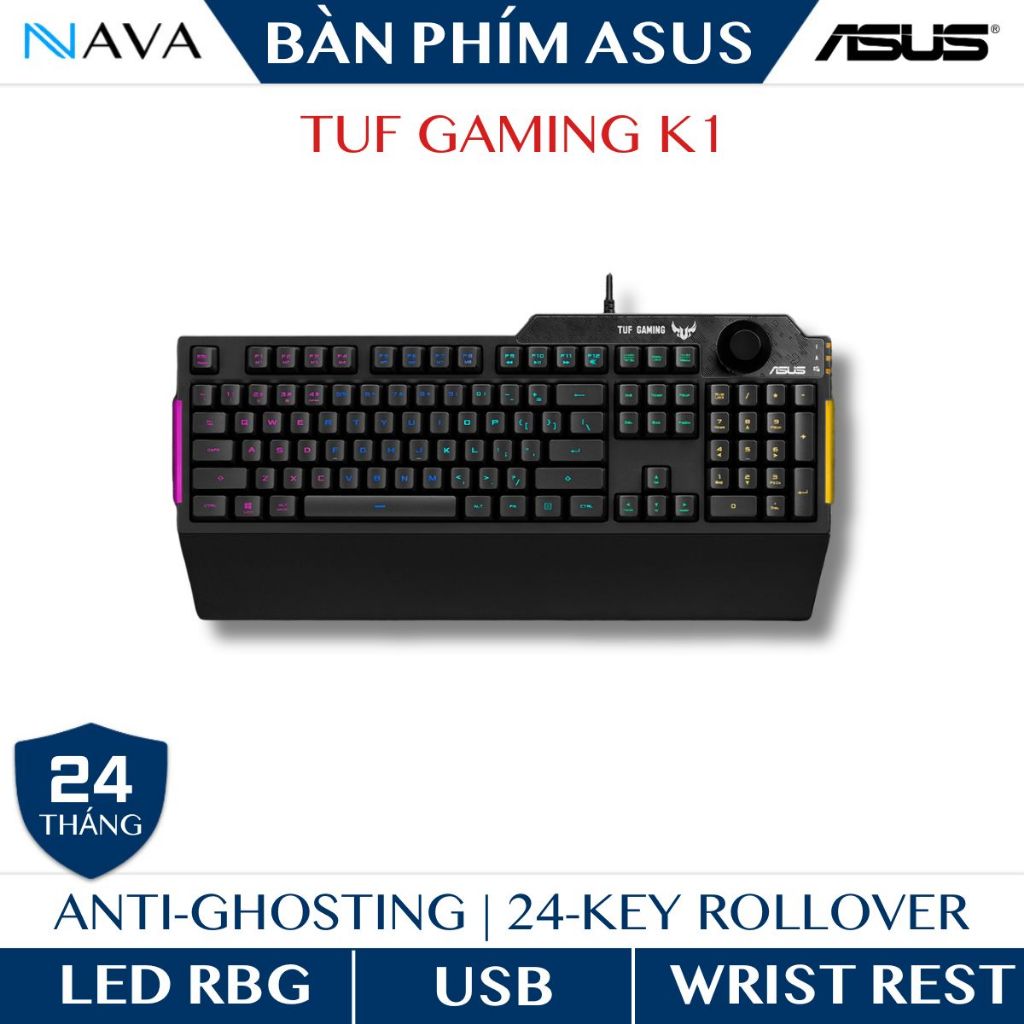 Bàn phím Gaming ASUS TUF Gaming K1, RGB Aura Sync, Multimedia Hotkey ...
