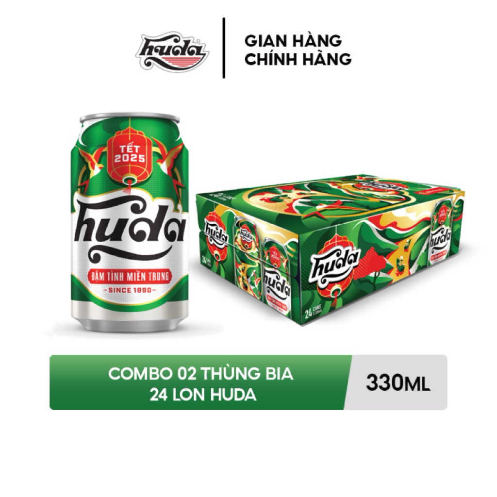 Thùng 24 Lon Bia Huda 330ml - Nồng Độ Cồn 4.7% BAO BÌ TẾT | Shopee Việt Nam