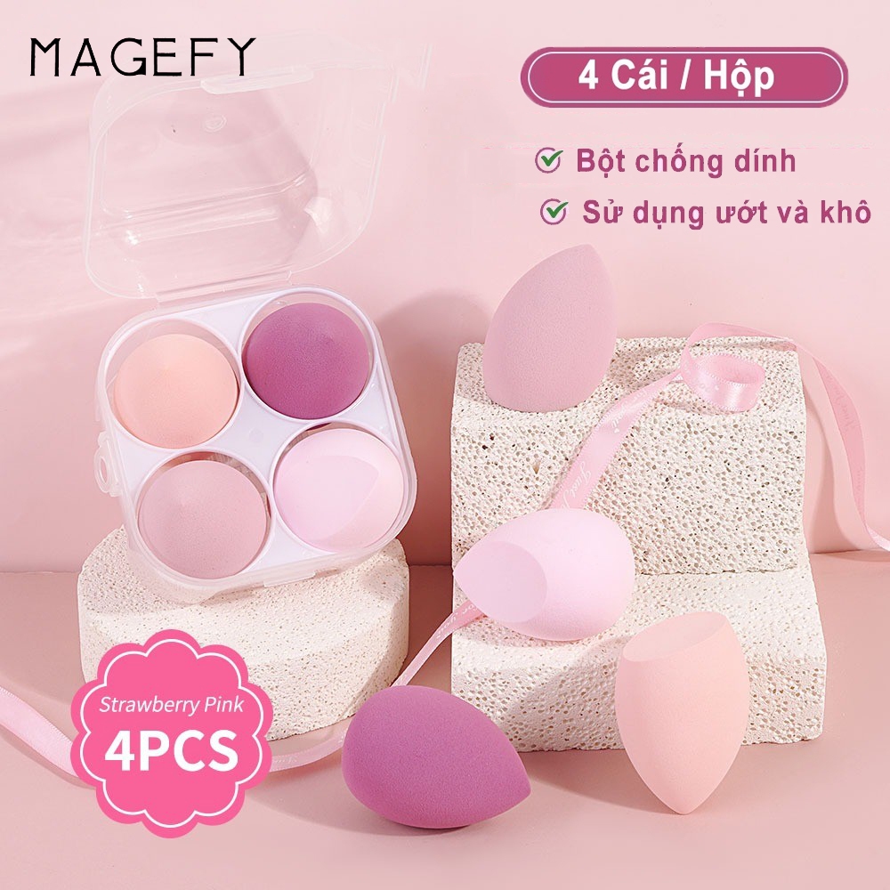 MAGEFY Bông mút tán nền Set 4 Mút Tán Kem Nền Hình Giọt Nước Kèm Hộp ...