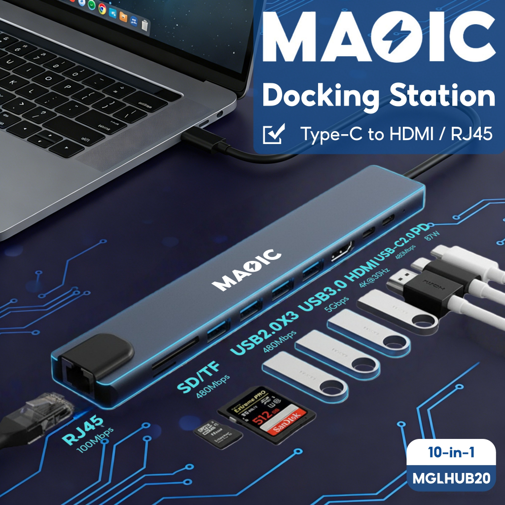 Docking Station USB-C 10 trong 1 hub chuyển đổi máy chiếu tivi pc ...
