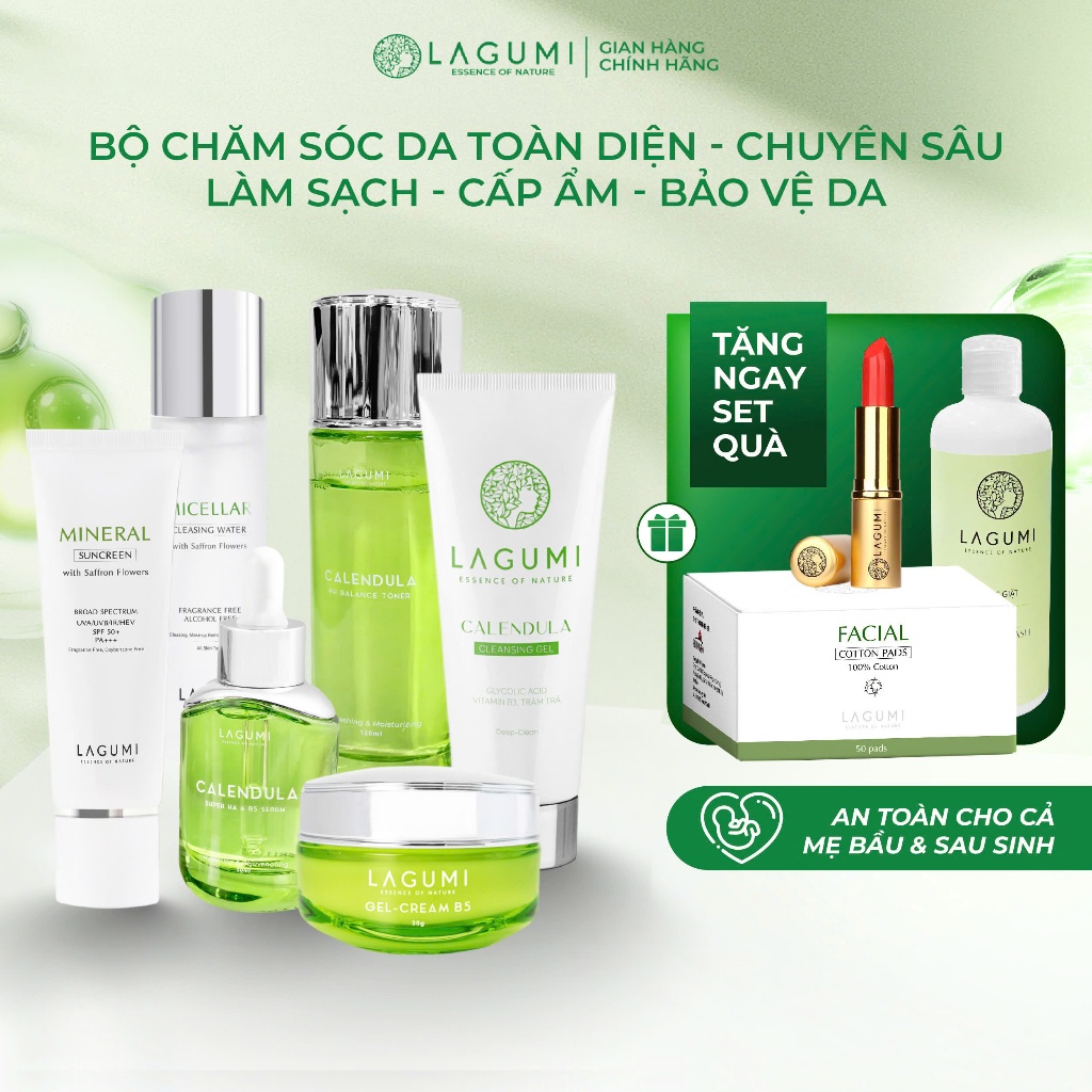 Bộ chăm da LAGUMI 6 món cấp ẩm, làm sáng và bảo vệ toàn diện an toàn ...