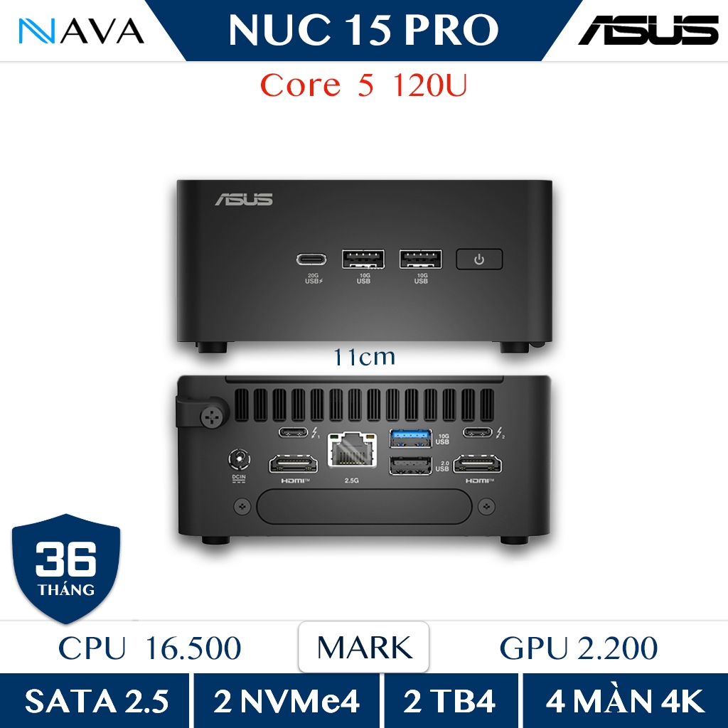 Mini PC ASUS NUC 15 Pro Tall (Core 5 120U) | DDR5 | SSD NVMe | TB4/HDMI ...
