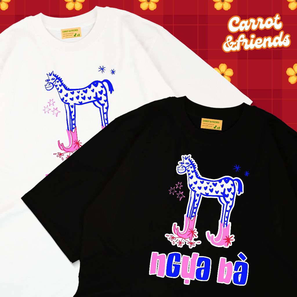 Áo thun NGỰA BÀ TẾT 2026 vải cotton oversize tay lỡ form rộng | Shopee ...