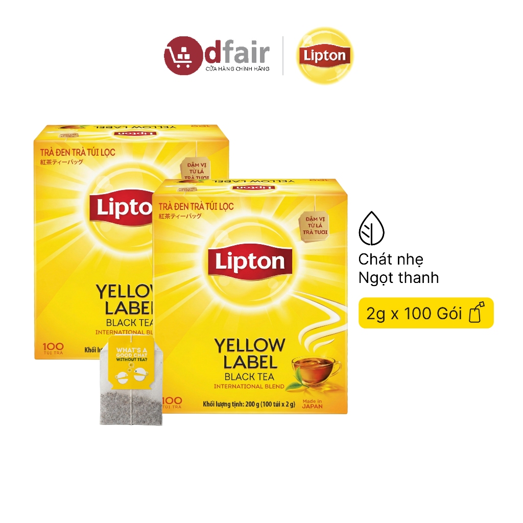 LIPTON Combo 2 Hộp Trà Đen Nhãn Vàng Túi Lọc (2g x 100 Túi) | Shopee ...