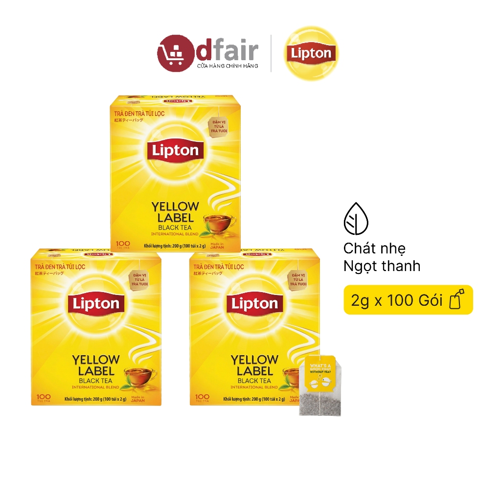 LIPTON Combo 3 Hộp Trà Đen Nhãn Vàng Túi Lọc (2g x 100 Túi) | Shopee ...