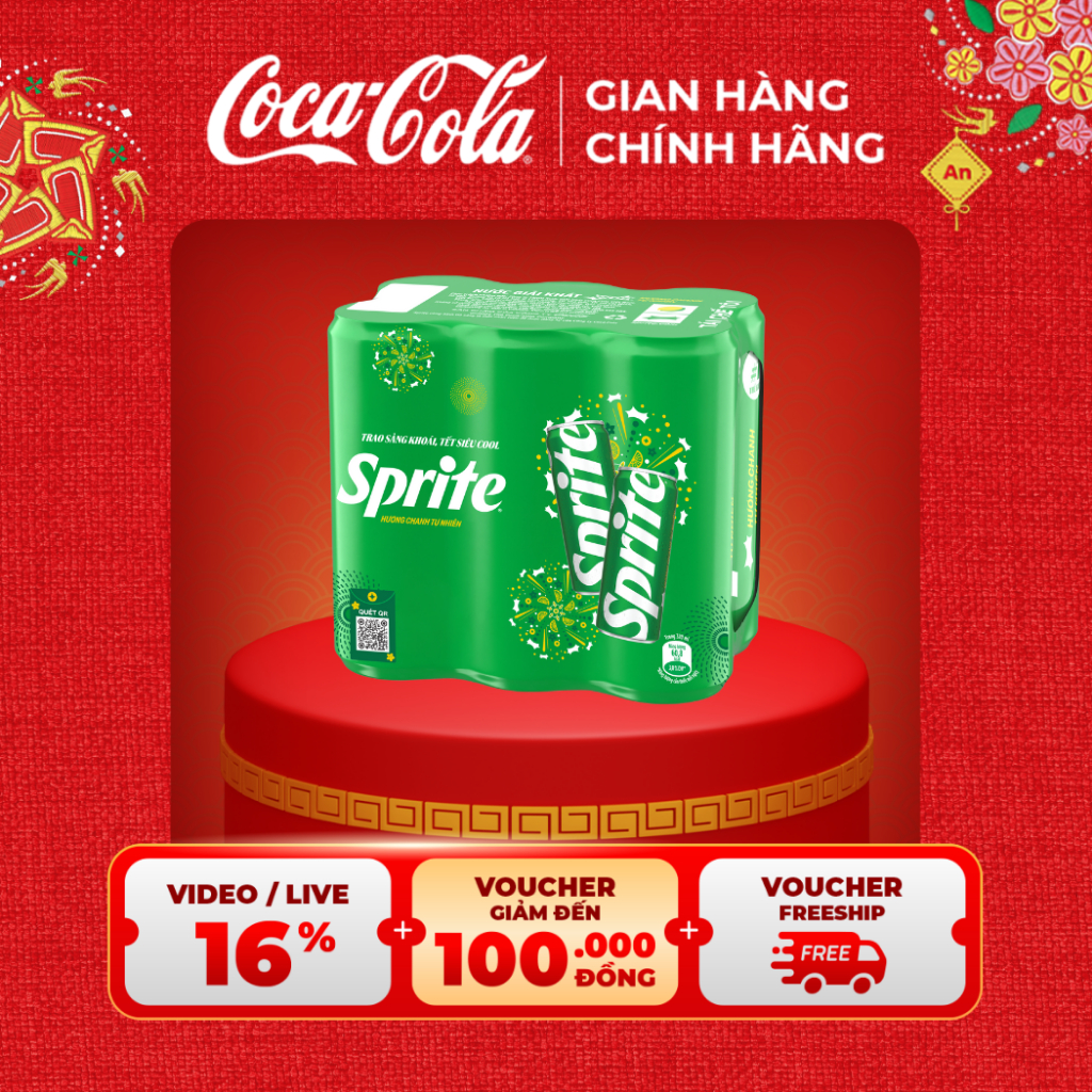 Lốc 6 Lon Nước Ngọt Giải Khát Có Gas Sprite Hương Chanh 320ml/Lon Coca ...