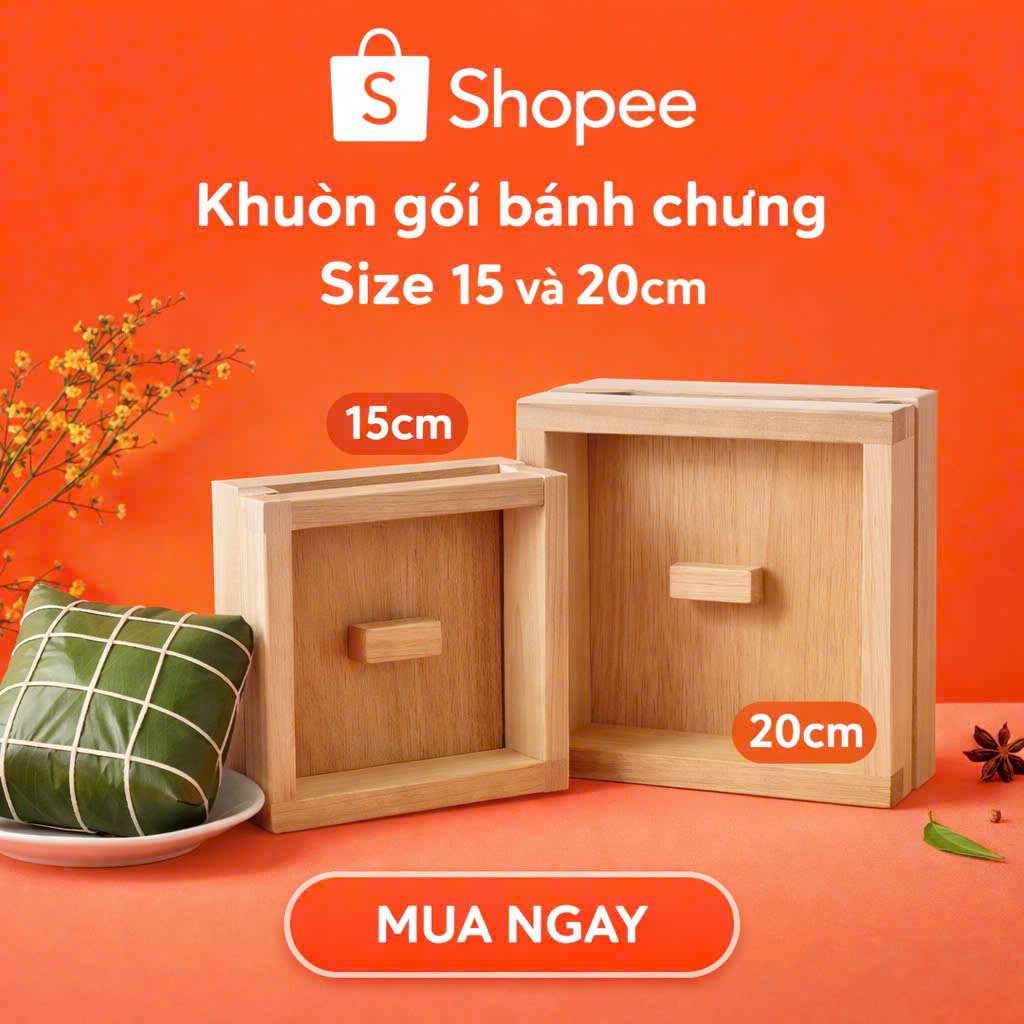KHUÔN GÓI BÁNH CHƯNG CÓ NẮP. NGUYÊN LIỆU GỖ TỰ NHIÊN SIZE 15 VÀ 20cm ...