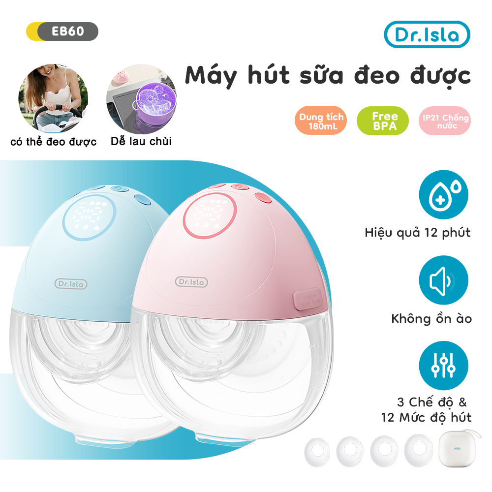 Dr.isla Máy hút sữa không dây EB60，Đạt tiêu chuẩn y tế,Tiếng Ồn Thấp ...