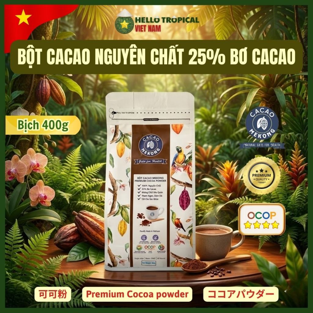 [02.02] Bột Cacao MEKONG Nguyên Chất bơ cao 25% làm chocolate socola ...