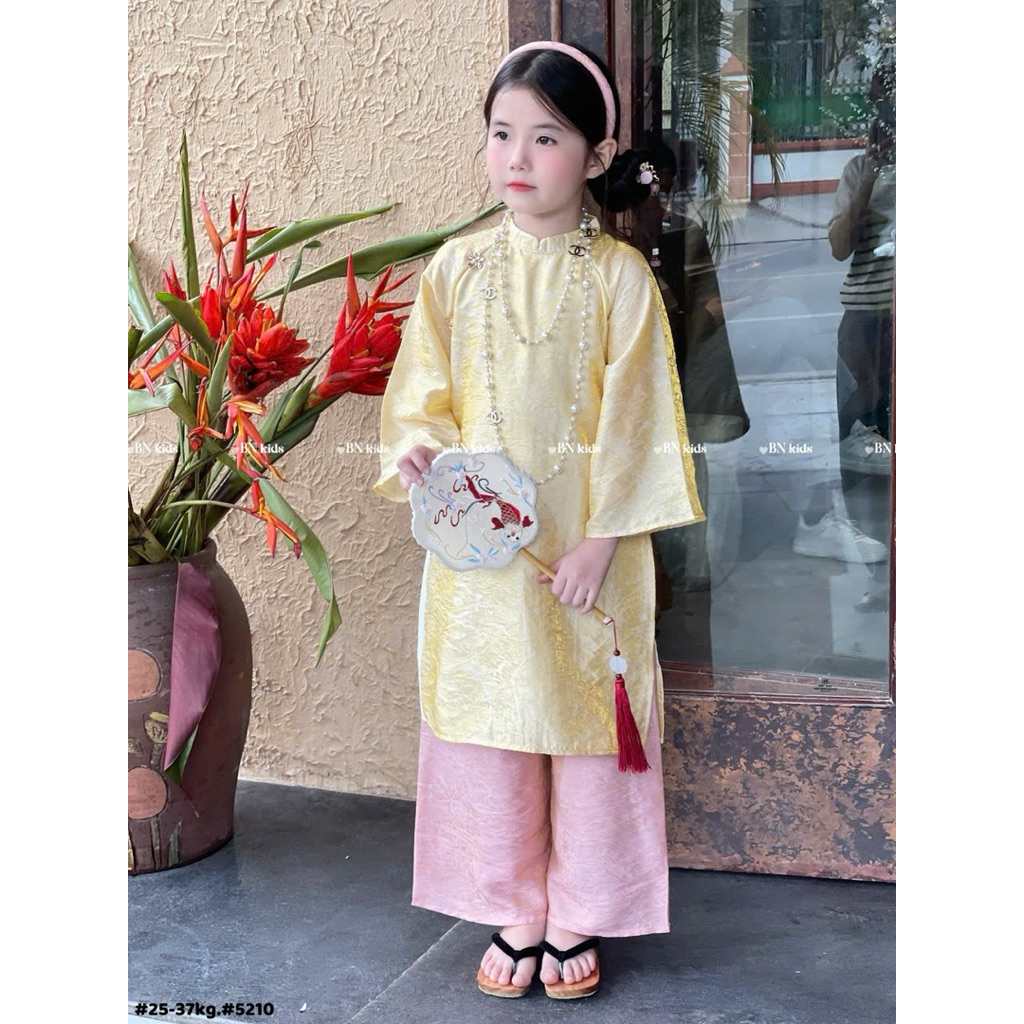 Áo dài cho bé gái chất liệu lụa ánh kim siêu hot 2026 size từ 10kg đến ...