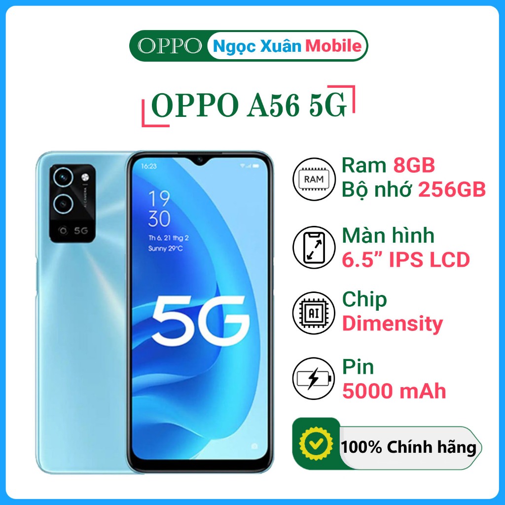 Điện thoại Oppo A56 5G RAM 8GB/256GB - 5G tốc độ cao, màn mượt, pin ...