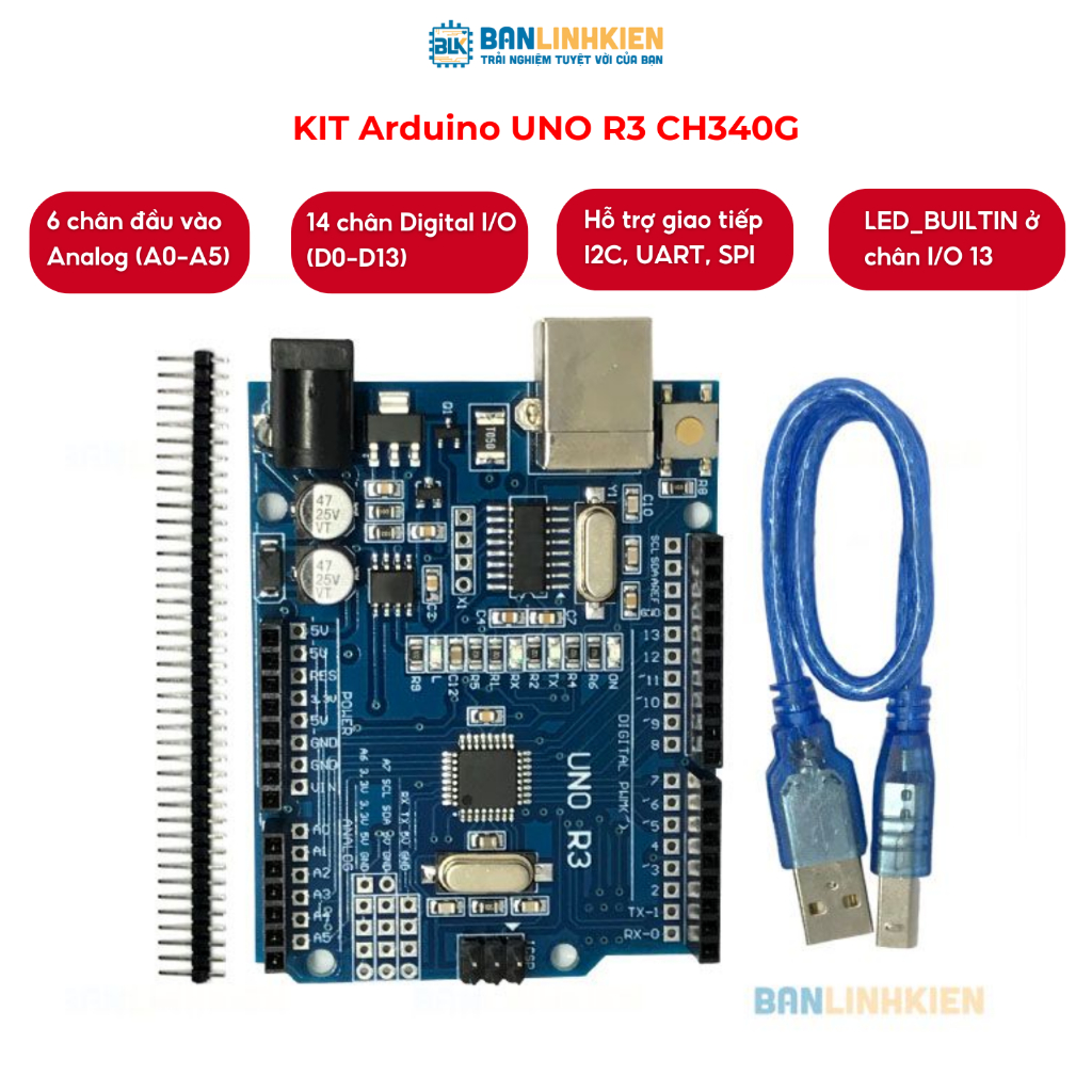 Kit arduino uno r3 ch340g Banlinhkien chip dán kit điện tử có tặng kèm ...