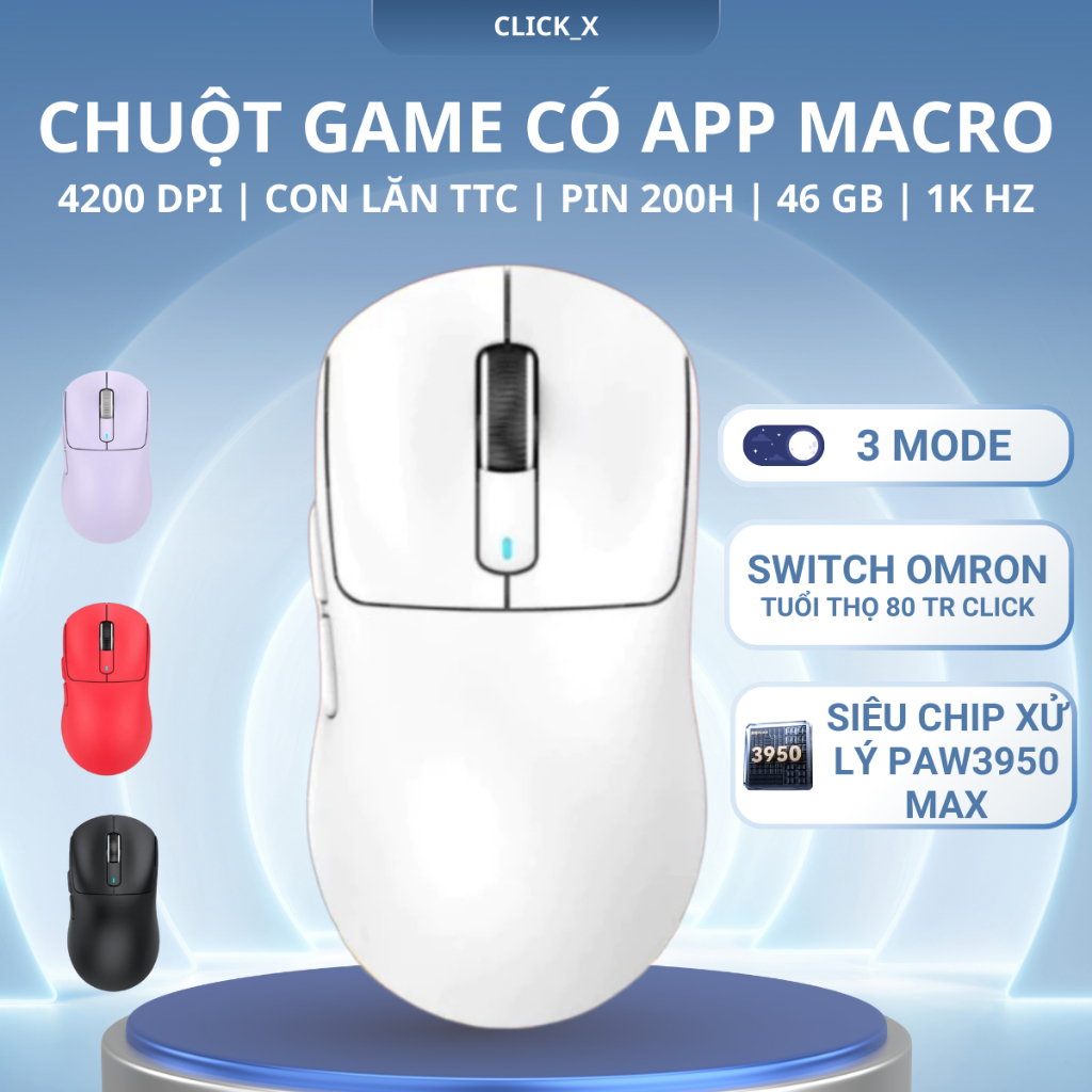Chuột Bluetooth Không Dây Attack Shark X3 Pro – Tặng Grip Tape, Chip ...