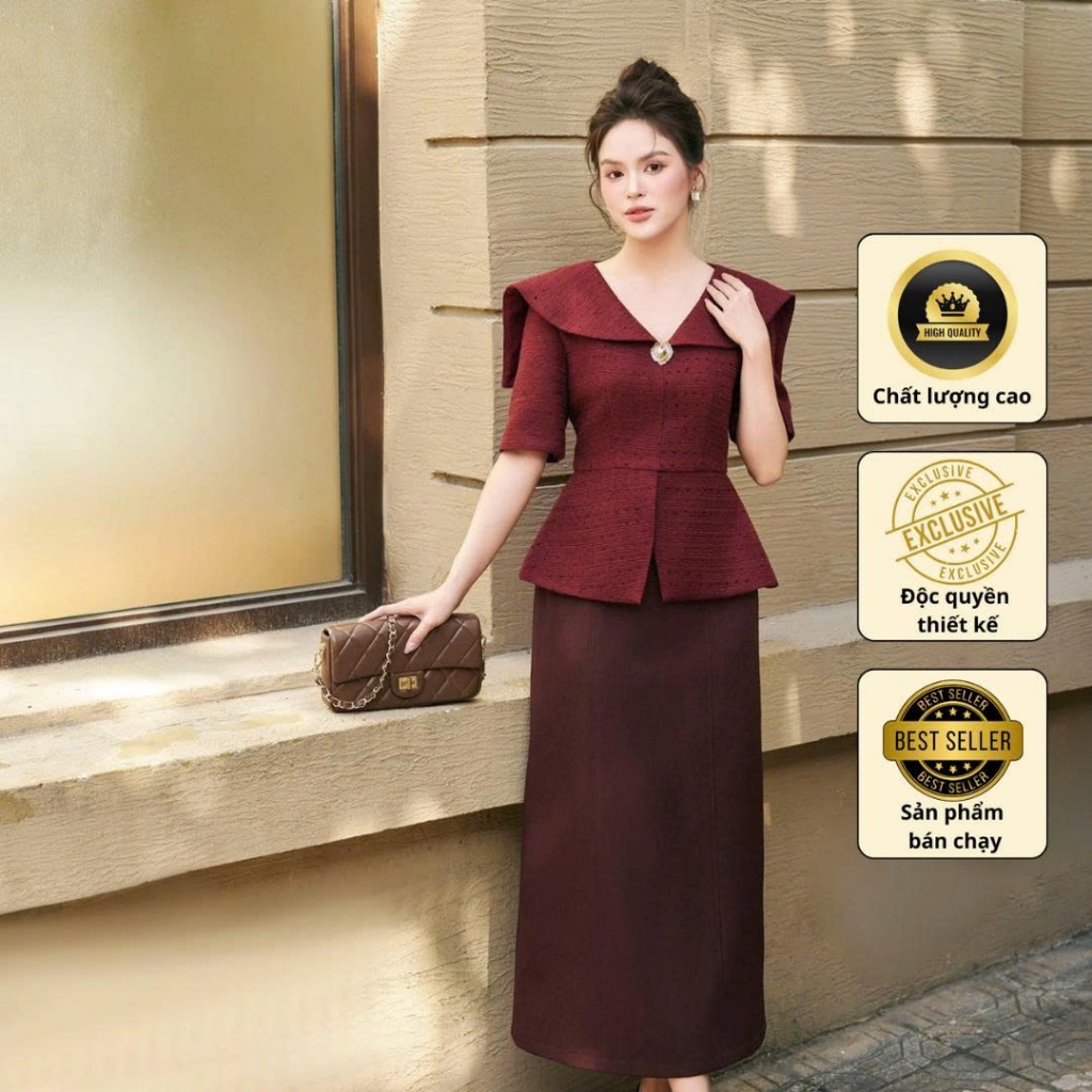 Áo Celie Top - Chân váy Doki Skirt - set đồ nữ công sở/ áo peplum cách ...