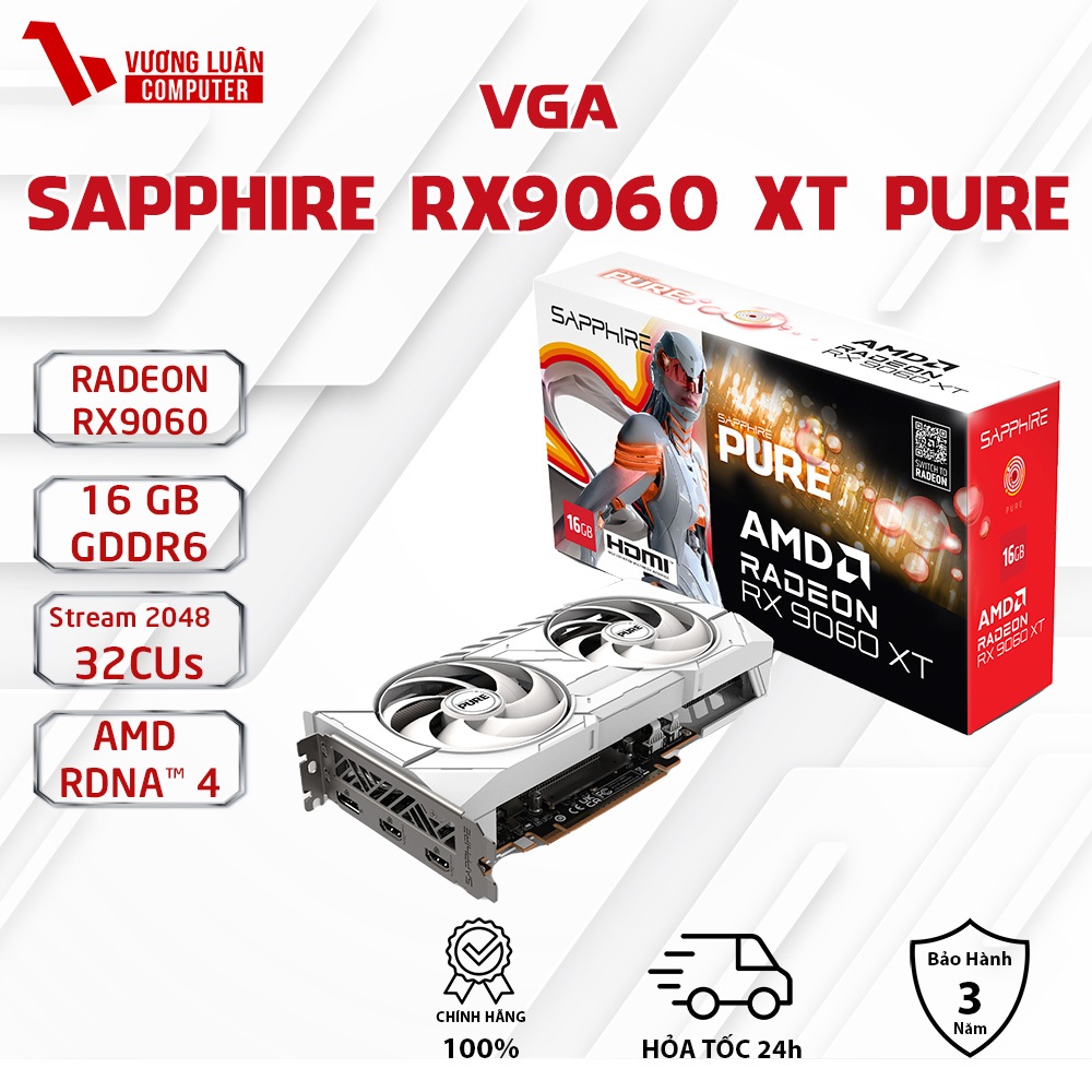 VGA SAPPHIRE PURE AMD RADEON RX 9060 XT GAMING OC 16GB | Shopee Việt Nam
