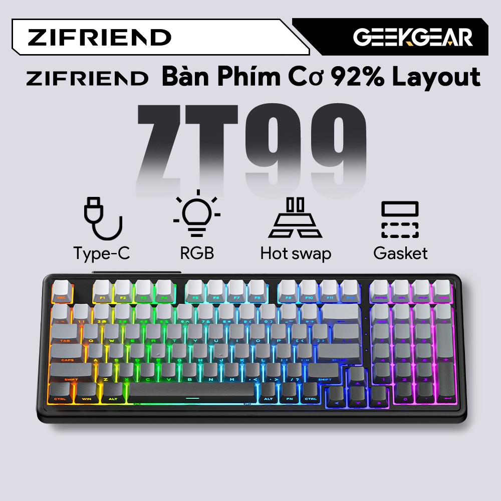 Bàn phím cơ ZIFRIEND ZT98/ZT99 98 phím - Hỗ trợ hotswap - Gasket - LED ...