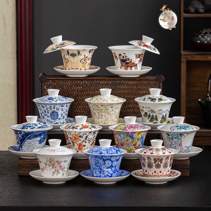 Chén Khải Men Tro Thảo Mộc [ HOÀNG ĐAN TEA ] Ấm Chén Uống Pha Trà Họa ...