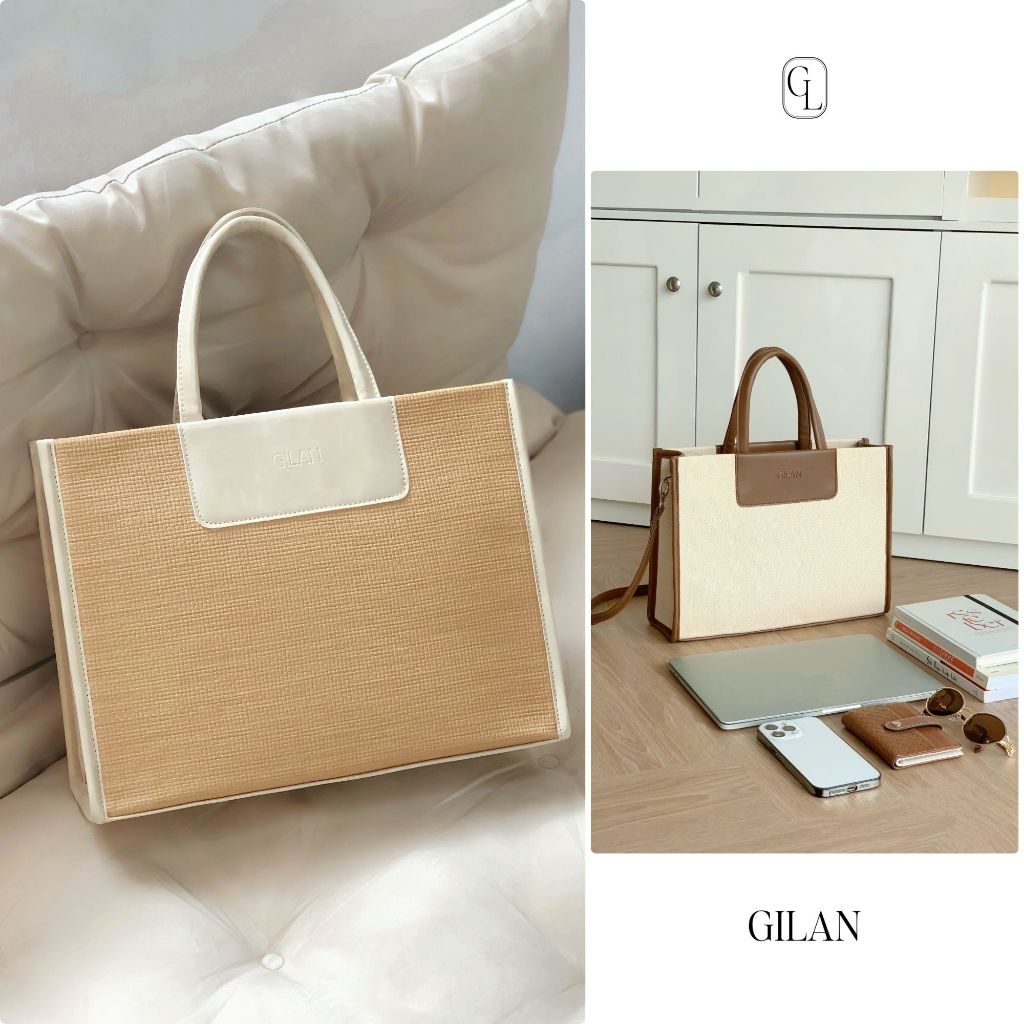 Size vừa Laptop, A4 - Túi xách tote nữ GILAN Maily bag | Shopee Việt Nam
