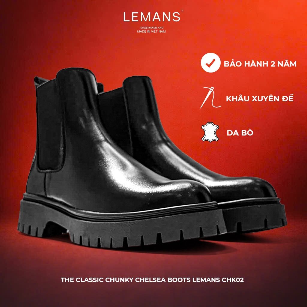 [THE CLASSIC CHUNKY CHELSEA] Boots LeMans CHK02 Giày da Chelsea Boots ...
