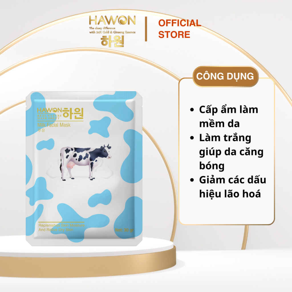 Mặt Nạ Giấy Dưỡng Trắng Da Chiết Xuất Sữa Bò Chính Hãng HAWON - 25g ...