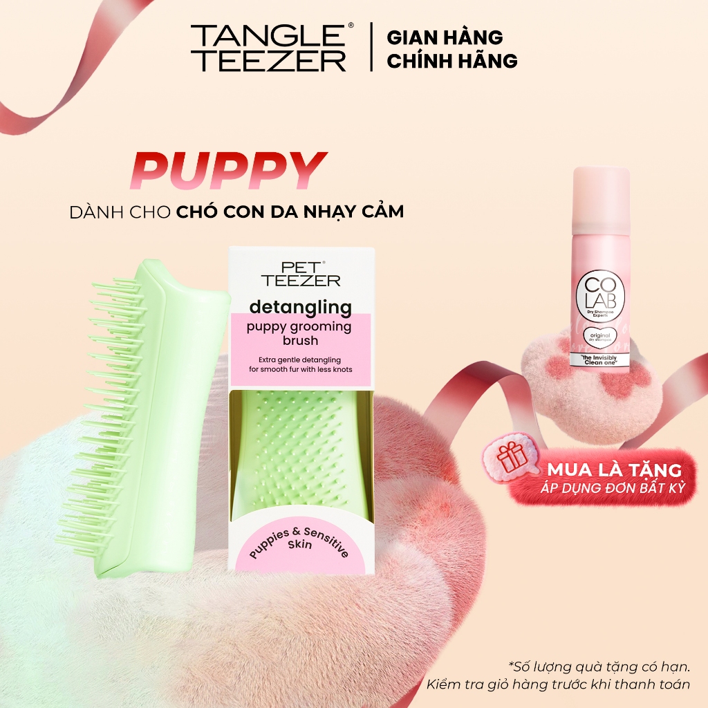 Lược chải lông cho cún con Pet Teezer (UK), Puppy Brush, gỡ rối êm ái ...