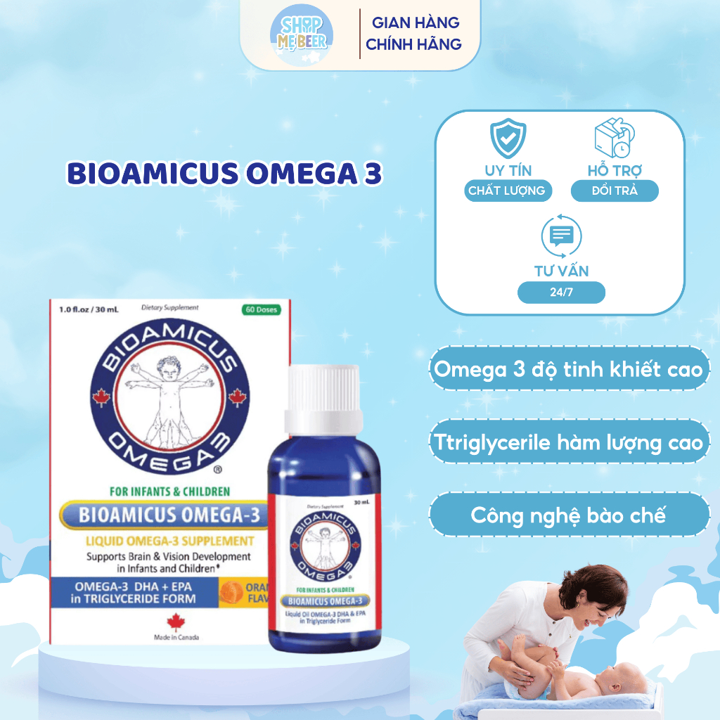 BioAmicus OMEGA 3 Bổ Sung DHA Giúp Bé Thông Minh, Sáng Mắt, Vị Ngon Tự ...