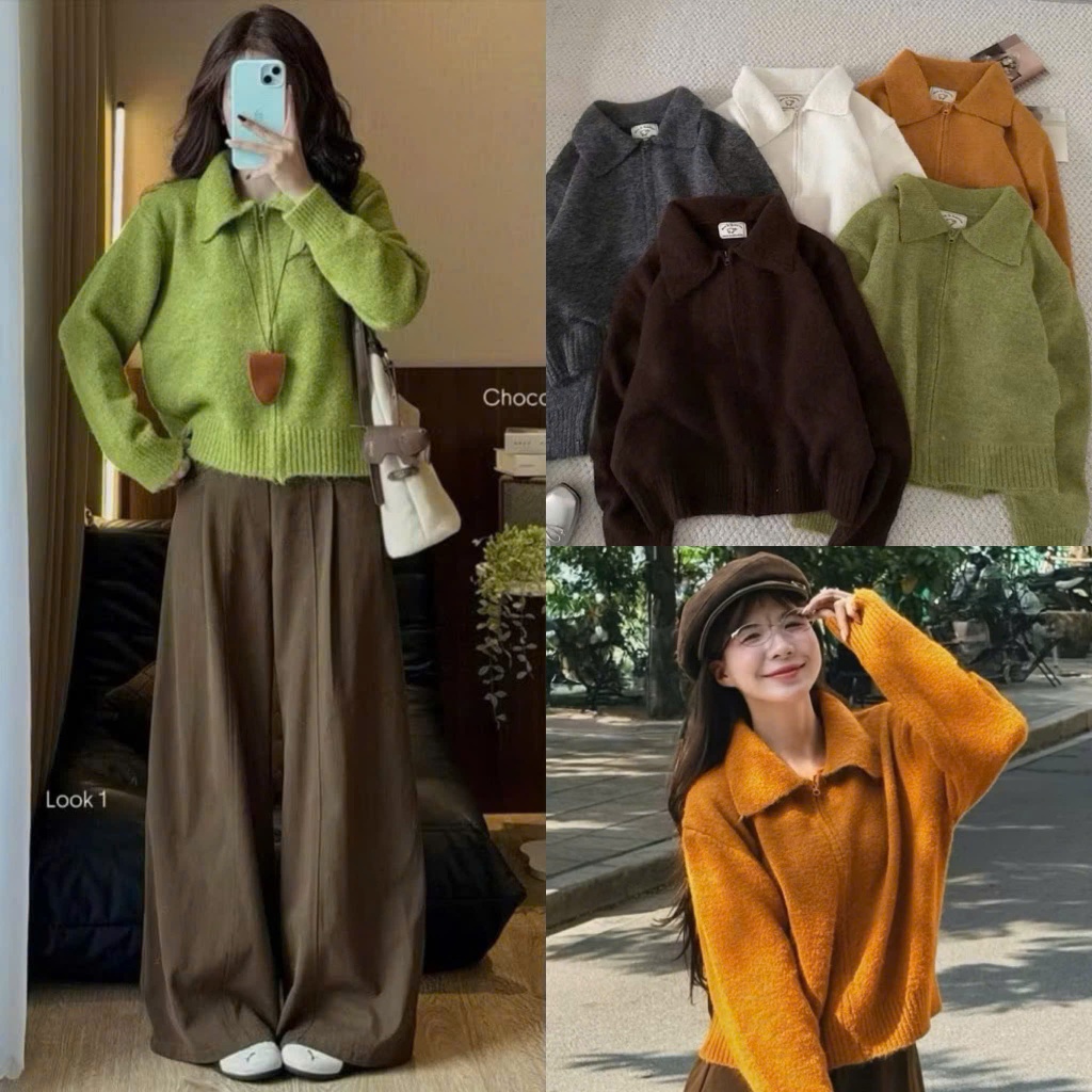 Áo khoác len cổ bẻ khóa kéo tag CỪU len lông dày dặn SUMIISHOP mã AL50 ...