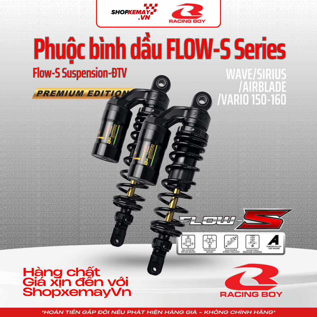[Made in Malaysia] Phuộc RCB RACING BOY Bình Dầu Flow-S Series | Wave ...