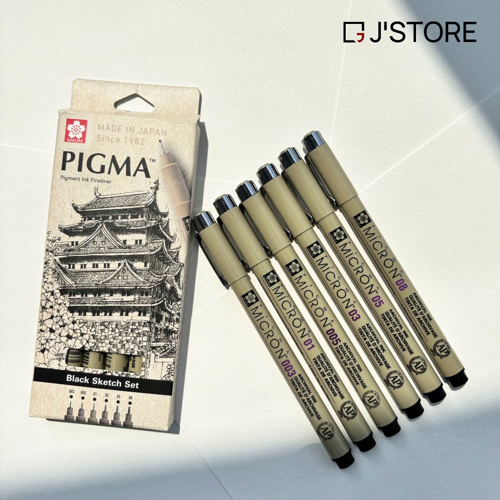 BÚT LINE KIM SAKURA PIGMA MICRON | PACK 6 CÂY | HOẠ CỤ J'STORE | Shopee ...