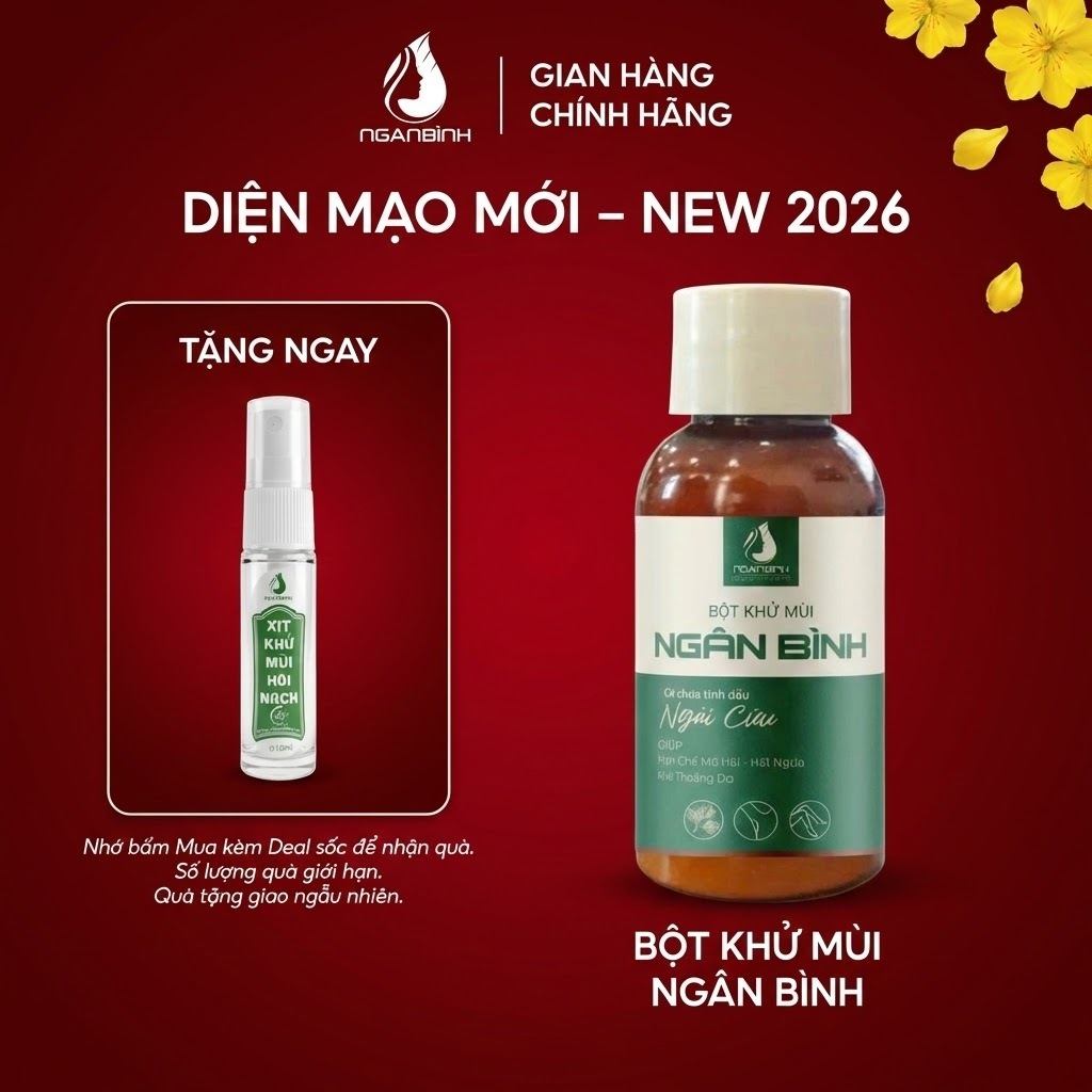 [TẾT 2026] Bột Khử Mùi Ngải Cứu Ngân Bình (Mẫu Chai Rắc) - Tặng Chai ...