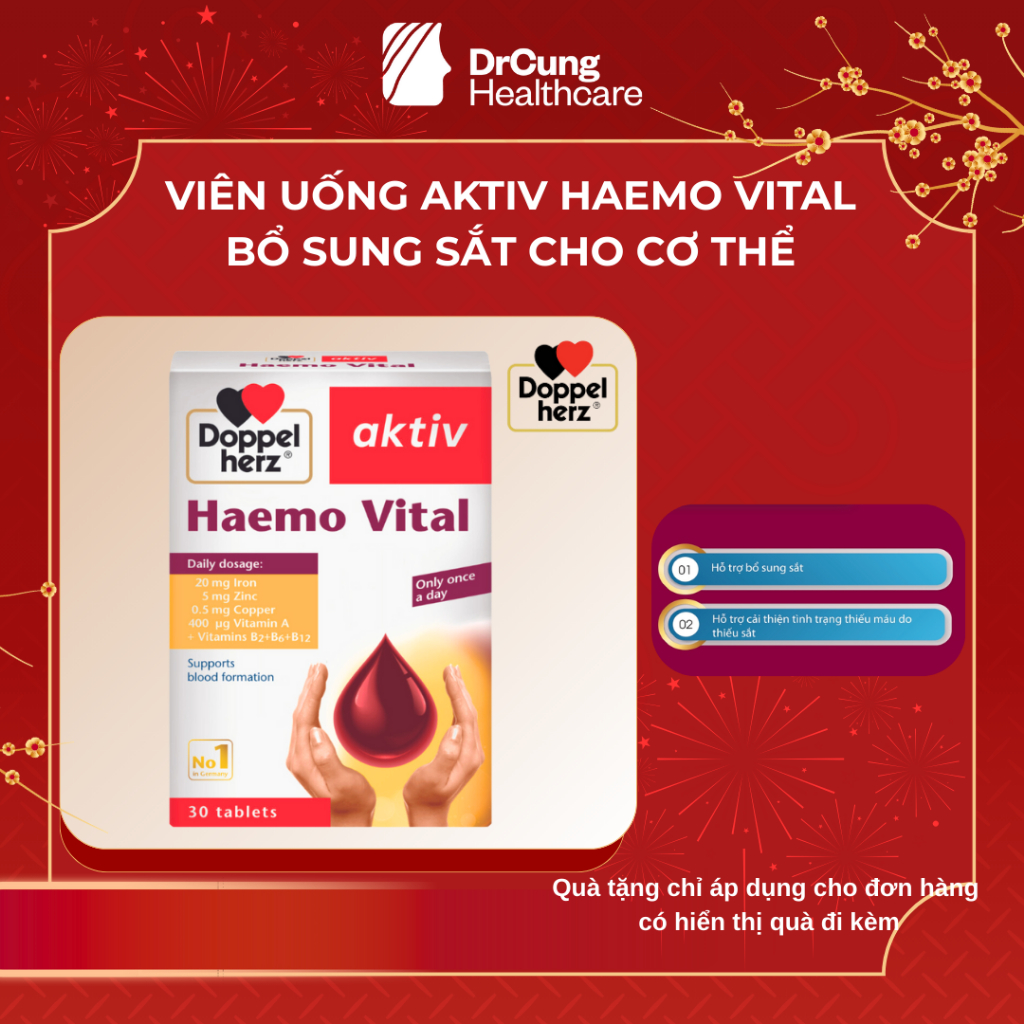 Haemo Vital - Viên Uống Bổ Sung Sắt, Vitamin A, Zin C, Thiếu Máu DrCung ...