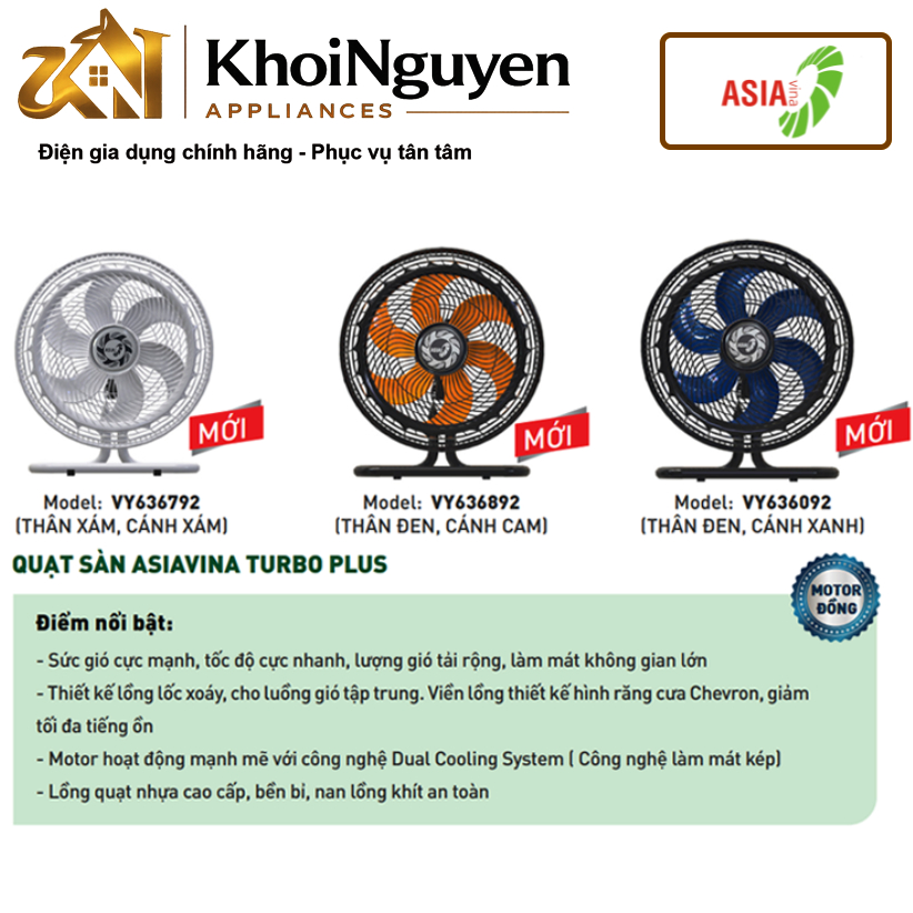 Quạt sàn ASIA TURBO PLUS 90W | 40cm | 6 cánh | 4 tốc độ | Motor đồng ...