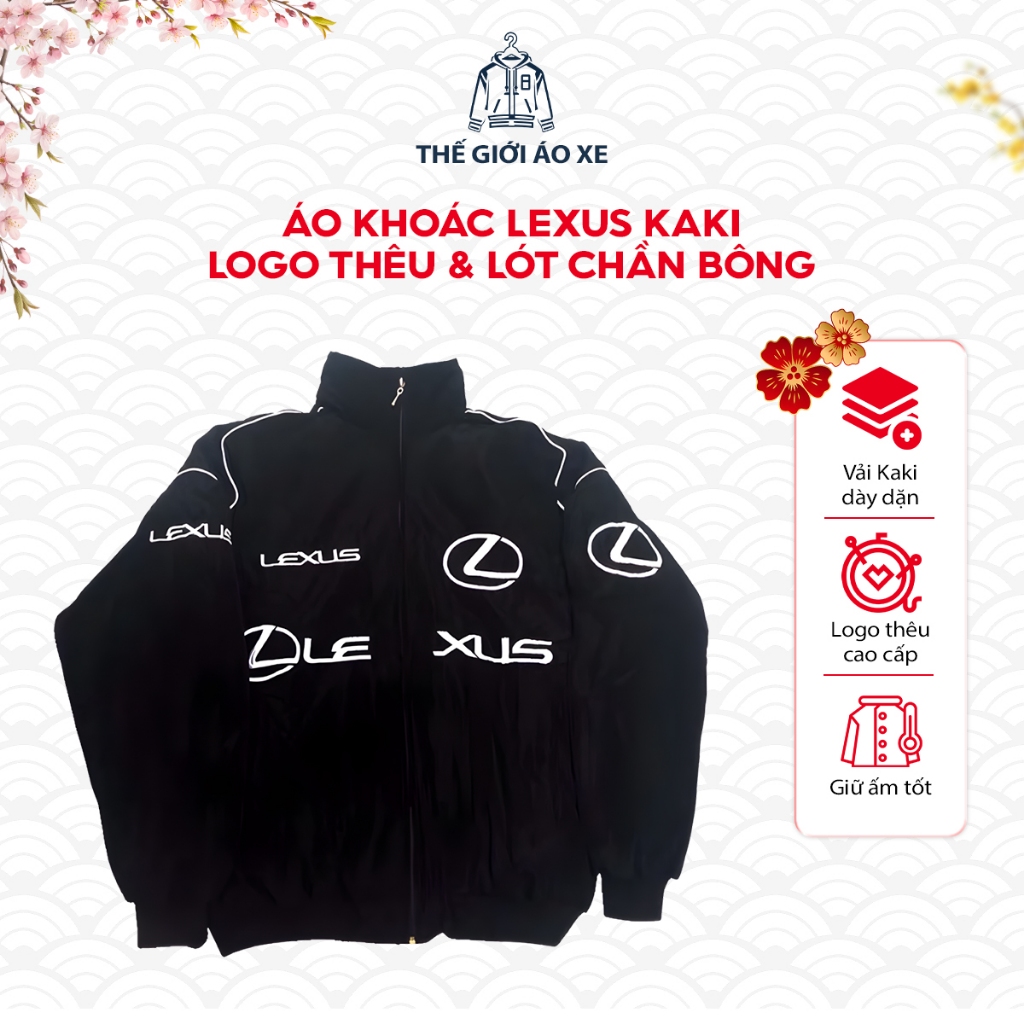 Áo khoác đua xe Lexus, vải Kaki Dày, Thêu Logo, Lót Chần Bông [Có Sẵn ...