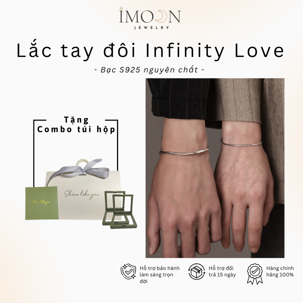 [ HỢP KIM BẠC ] Vòng Tay Đôi "Infinity Love" bạc S925 Không Gỉ Tặng ...