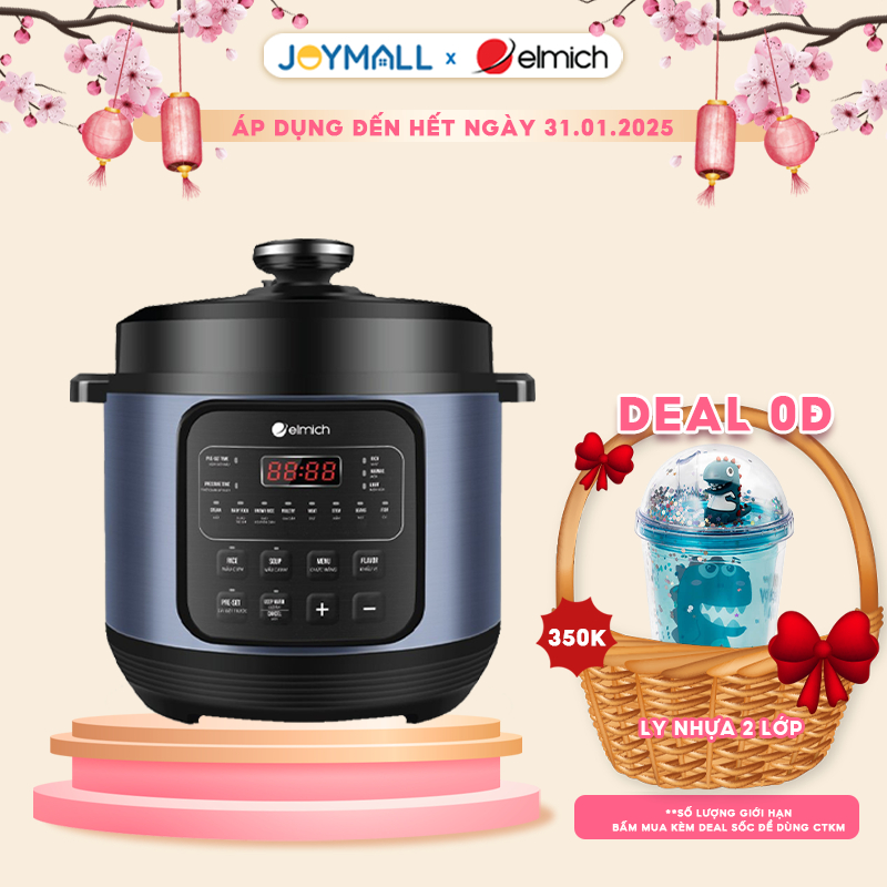 Nồi Áp Suất Điện Tử Elmich PCE-8571 6L 1000W, Hàng Chính Hãng, 8 Chế Độ ...