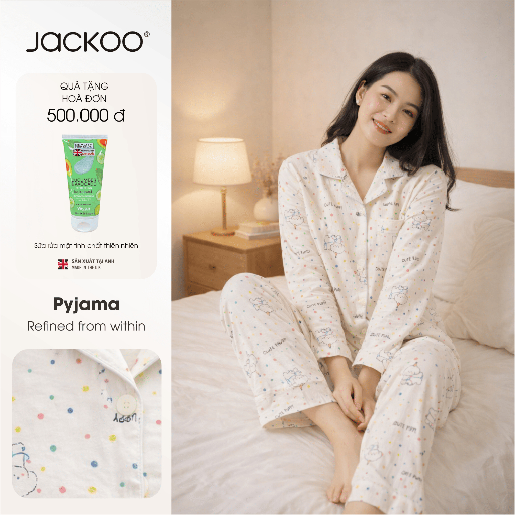 {HOT}Đồ Ngủ Nữ Pijama Dài Tay JACKOO Nhiều Màu Họa Tiết Dễ Thương, Đồ ...