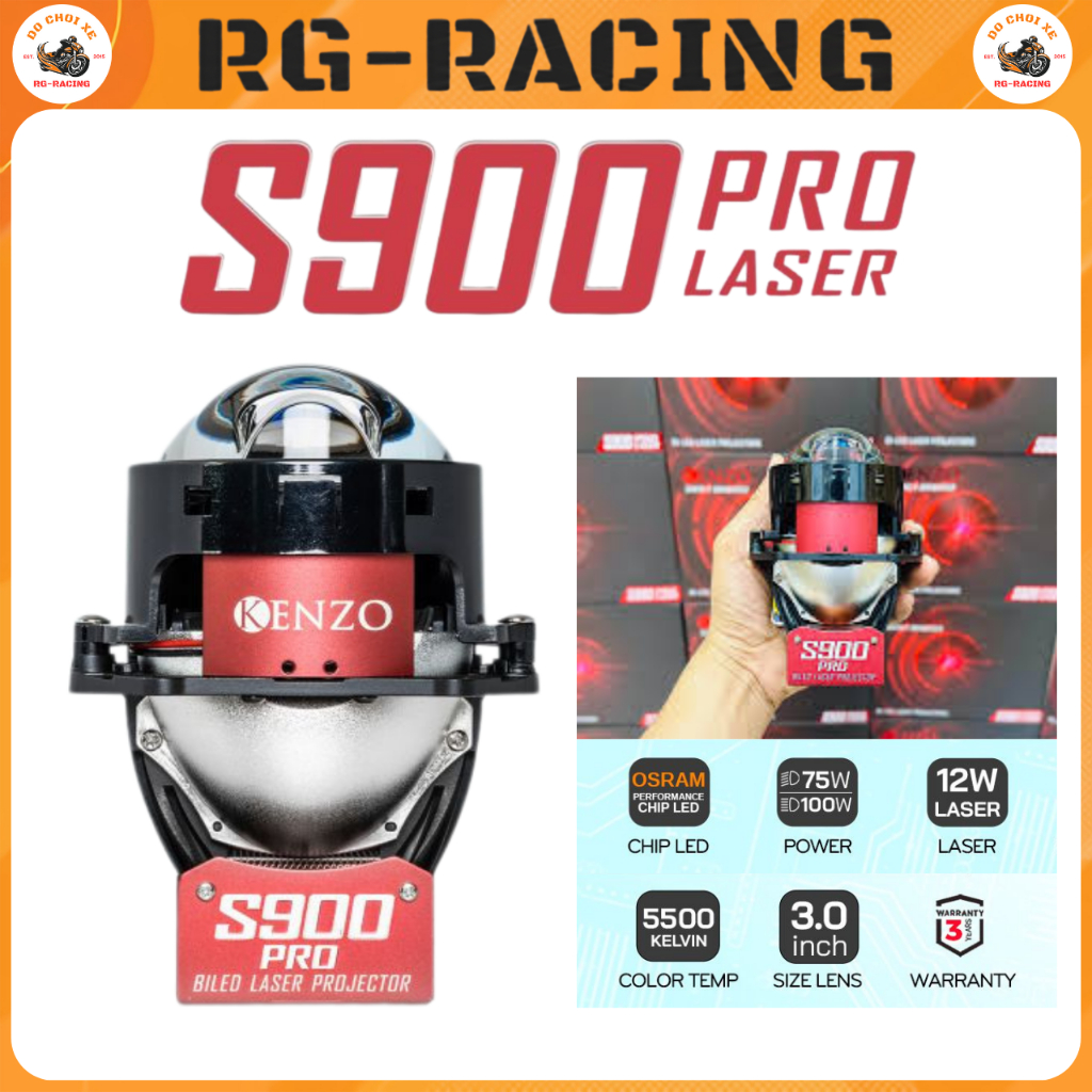 Đèn Bi Cầu LED Laser Kenzo S900 Pro 3 Inch Cos 75W Pha 100W Laser ...